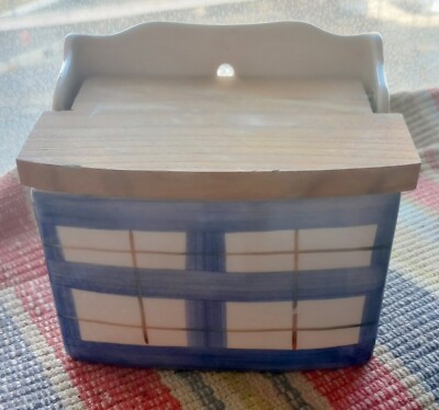 Antique Pimental Portugal Salt Box w/Lid Blue/White Porcelain Wall ...