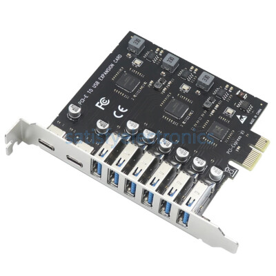 USB 3.2 PCIe card PCIe X1 USB 3.2 Gen1 Expansion Card 6 USB-A and 2 USB ...