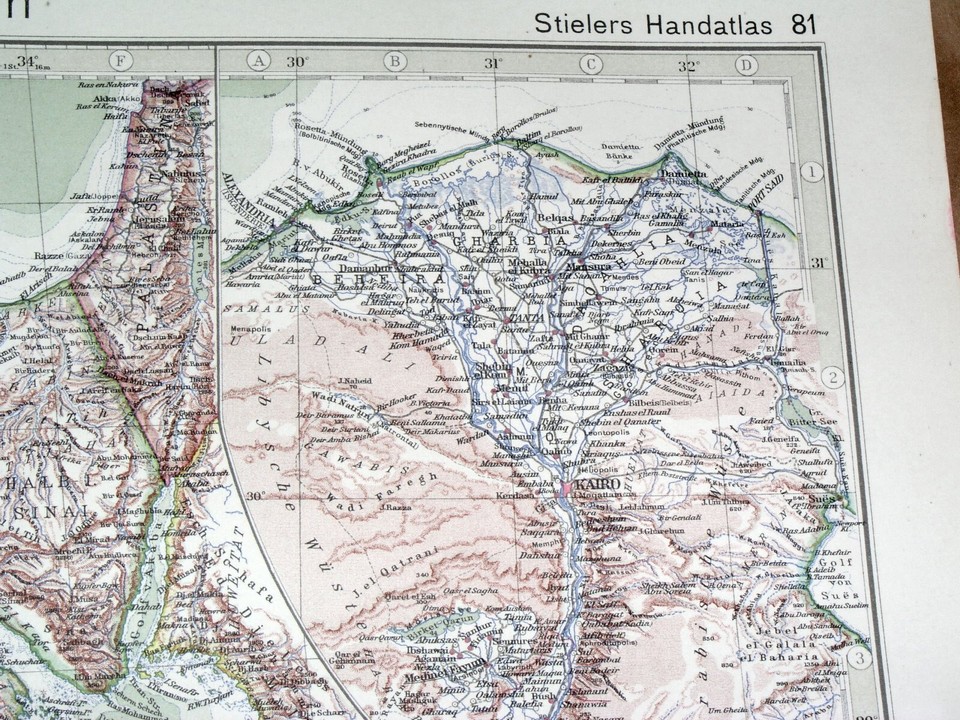 1927 VINTAGE MAP OF EGYPT SINAI NILE DELTA SUDAN / RED SEA / AFRICA | eBay