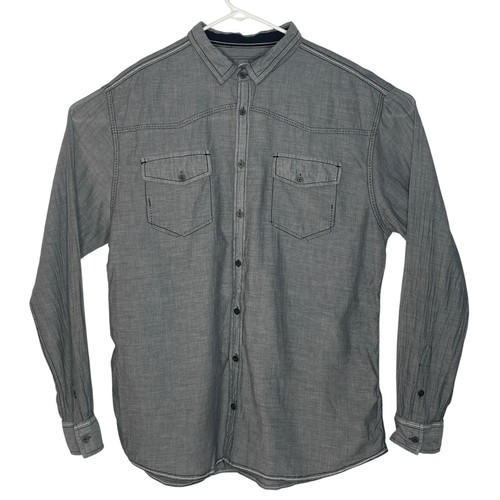 BKE Buckle Button-Up Shirt Mens Size XXL Gray Athletic Fit Long Sleeve ...