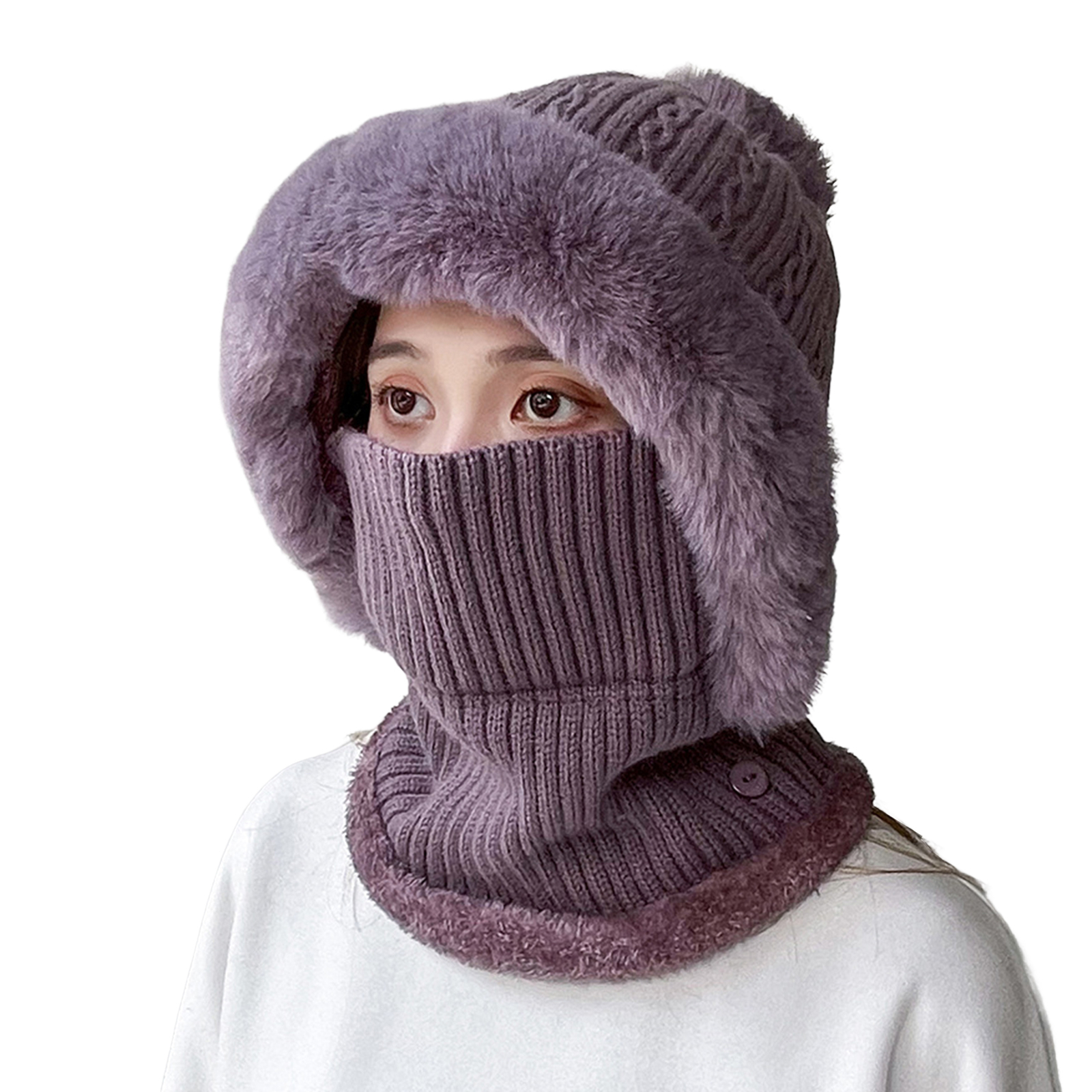 Knitted Hat Multipurpose Ears Protection Fall Winter Knit Adults Neck ...