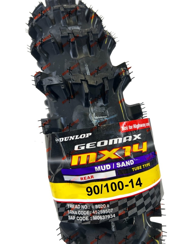 Dunlop Geomax MX14 90 100 14 90/100-14 Rear Tire Dirt Bike Motorcycle ...