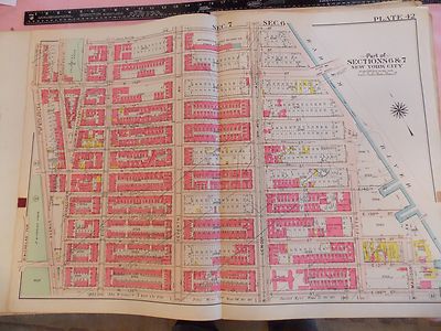 ORIGINAL Early 1900s 22 x 32 NYC New York City Spanish Harlem Map# 42 ...