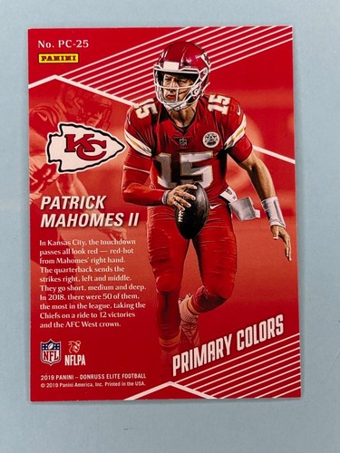 Patrick Mahomes 2019 Donruss Elite Primary Colors Pink #PC-25 K.C ...