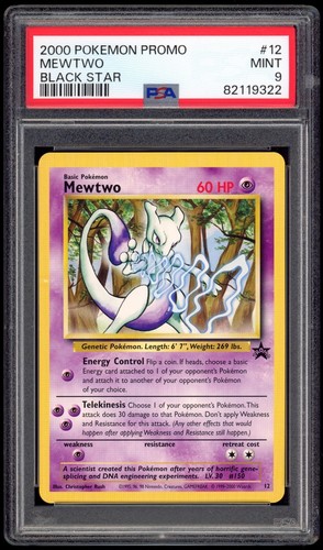 2000 PSA 9 Mint Mewtwo Black Star Promo 12 Pokemon Card JR Stamp Rally ...