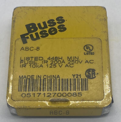 Bussmann ABC-8 Ceramic Fuses, 125-250VAC 8Amp Lot of 4 | eBay
