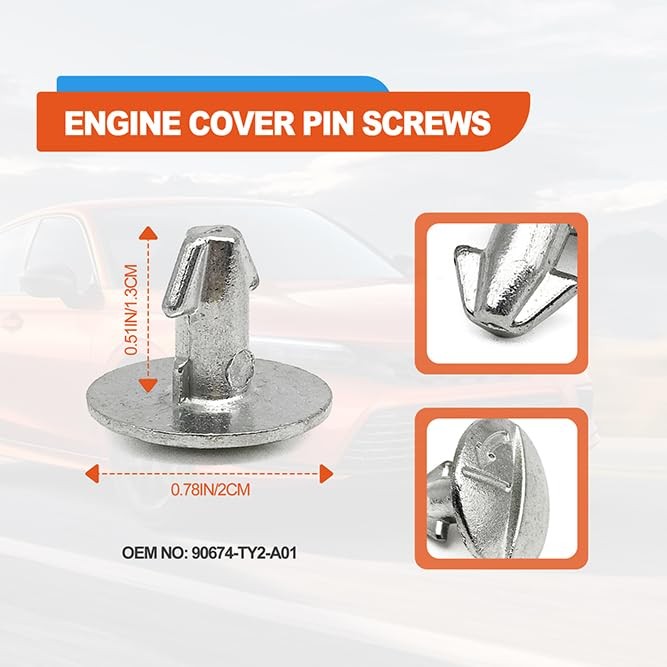 8 PCS Lower Engine Cover Bolt Pin Screws - 6 PCS 90674-TY2-A01 and 2 ...