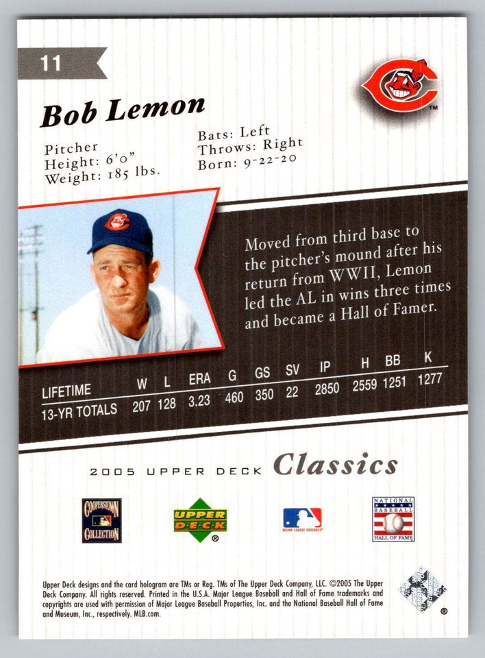 2005 Upper Deck Classics #11 Bob Lemon | eBay