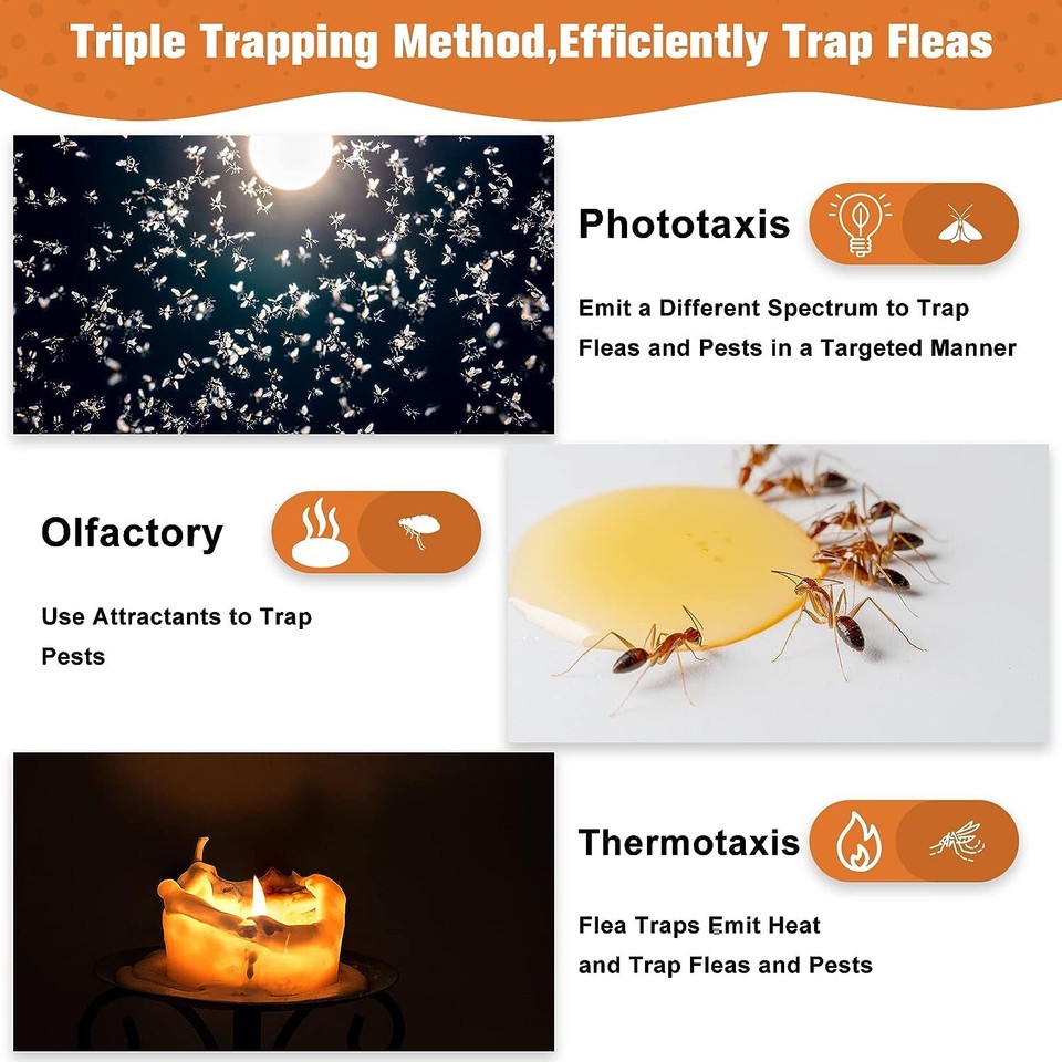 Electric Flea Bed Bug Trap Odorless Cleaner and Flea Killer Trap Pad 2 ...