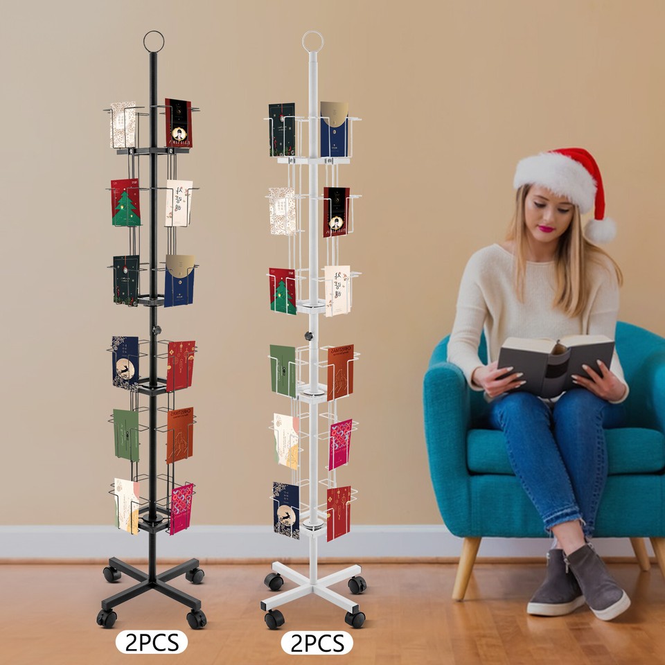 6-tier Rotating Greeting Card Rack Display Stand Spinning Pocket ...
