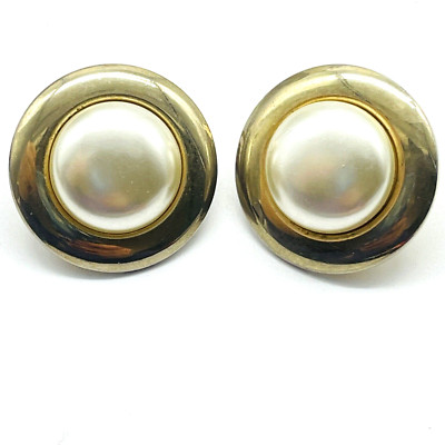 Vintage SARAH COVENTRY Button Earrings Clip On Gold Tone Simulated ...