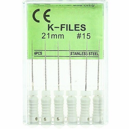10 Packs Dental Endo K-Files 21mm #15 Root Canal K-file Instrument Hand ...