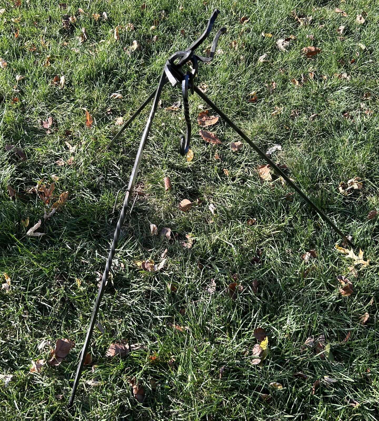 3 Hook Hand forged Rustic Cowboy Portable Campfire Fire Spit and Tripod ...