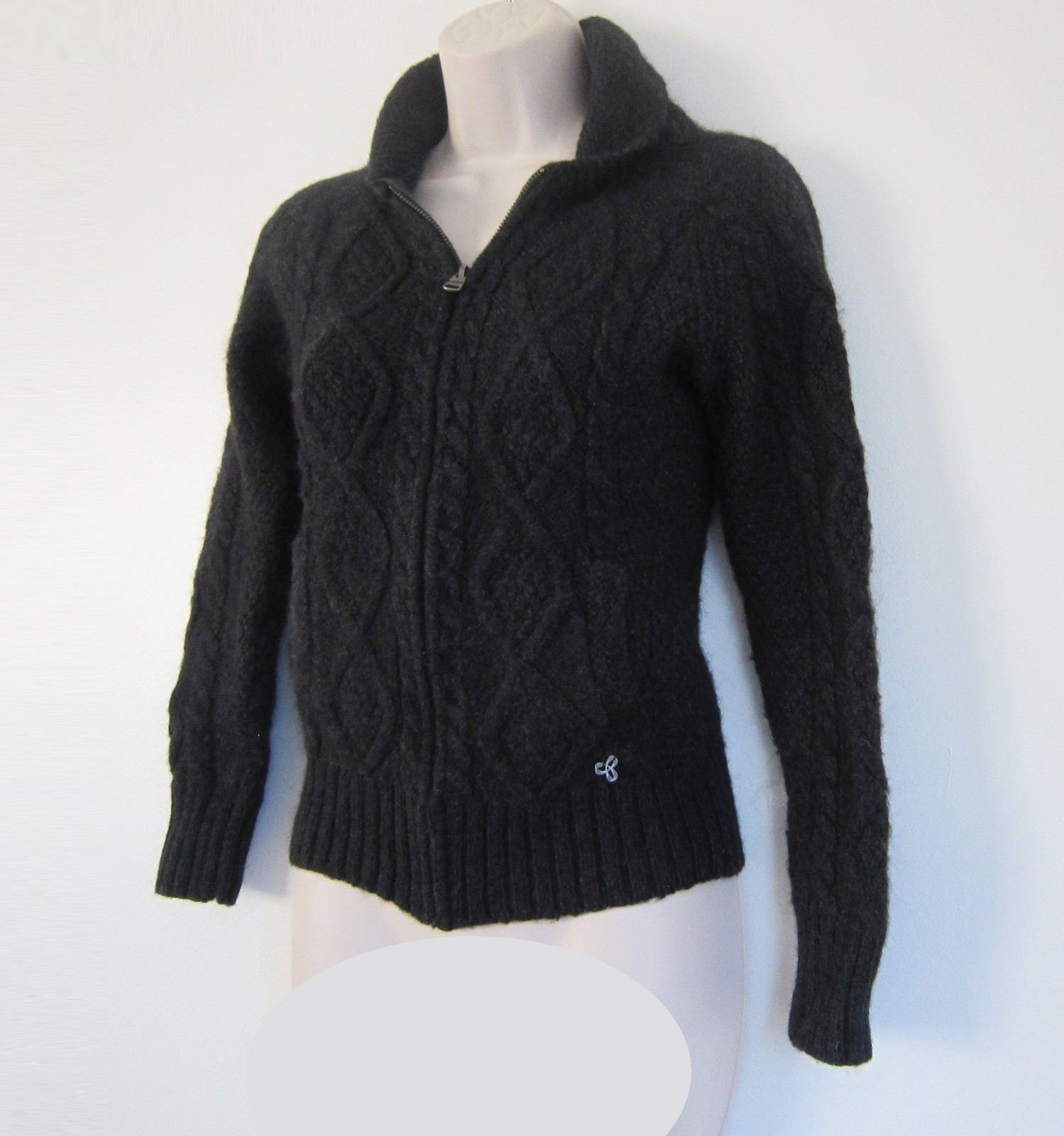aritzia TNA Chunky Wool Alpaca Collared Zip up Cardig… - Gem