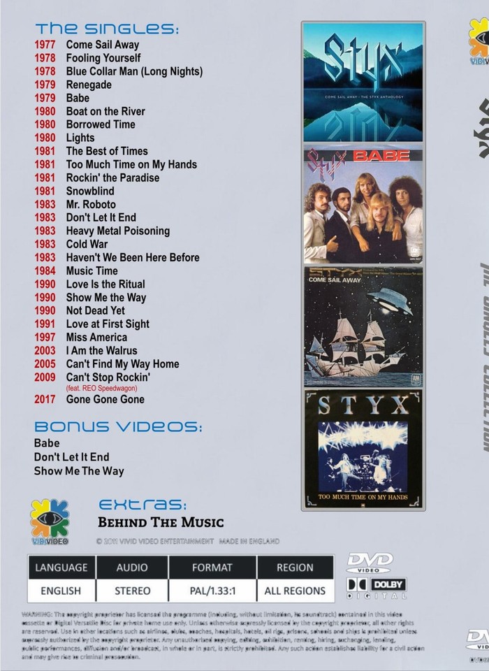 STYX THE FANTASTIC COLLECTION VIDEO ON DVD | eBay