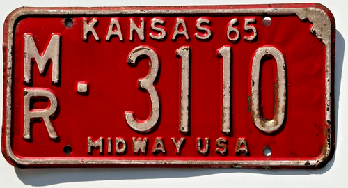 1965 Kansas License Plate “MR” Morris County Red White Collector Man ...