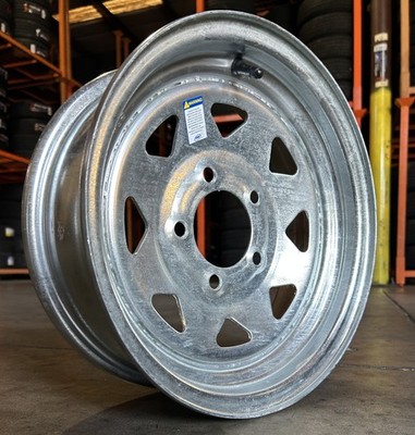 2PCS 14x5.5 5X4.5 Trailer Galvanized Wheels 8 Spoke Trailer Rims 5 Lug ...