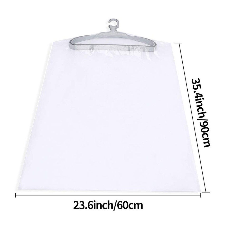 20 Packs Clear Plastic Clothes Covers 35.4inch Garment Bags for Hanging ...