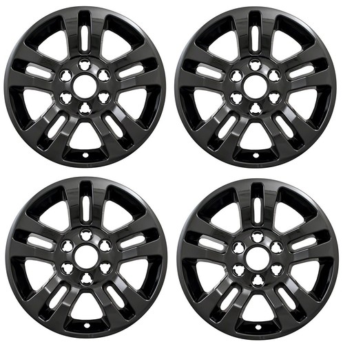 17" Alloy Wheel Liners Skins Covers BLACK Hubcaps SET for SILVERADO ...