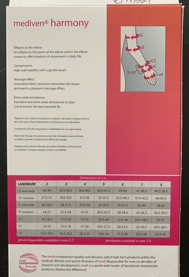 Mediven Harmony 30-40 Compression Armsleeve Lymphedema New Size 2 | eBay