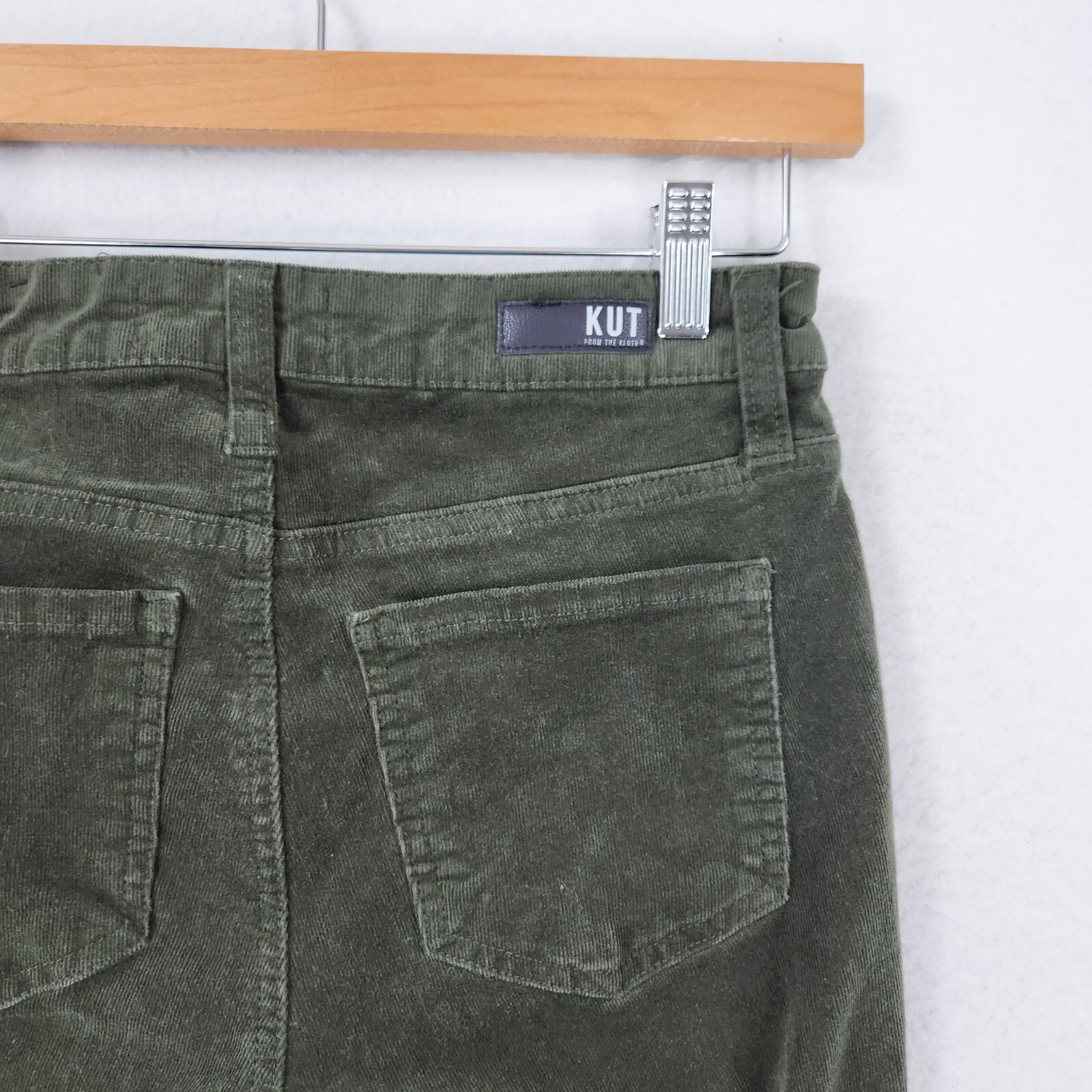 Kut From The Kloth Pants Women 0 Green Corduroy Diana Skinny Leg Mid ...