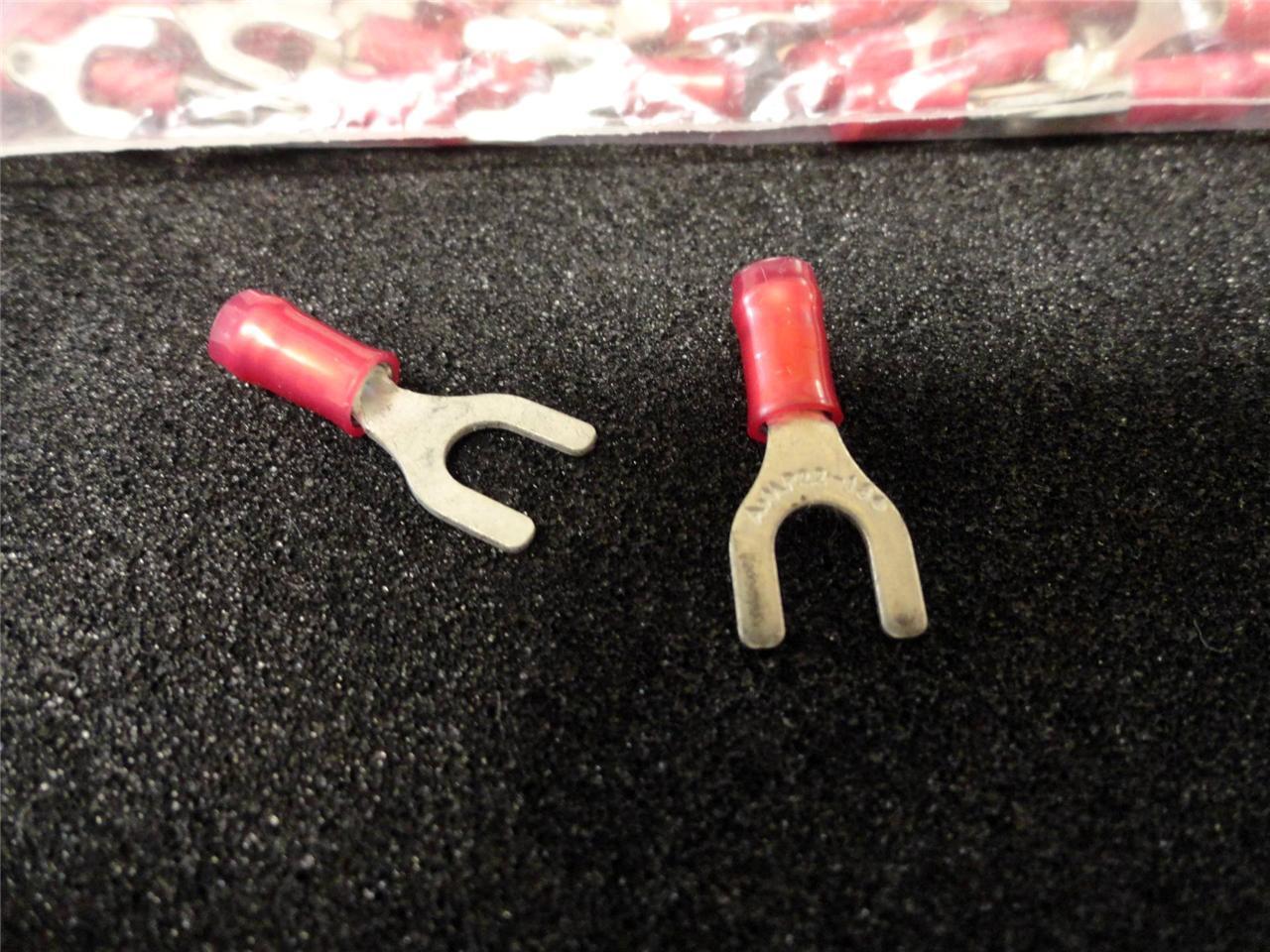 AMP TYCO 8-32054-1 Red PIDG 22-18 AWG Tong Spade Terminal #10 Stud QTY ...