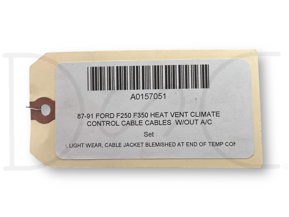 87-91 Ford F250 F350 Heat Vent Climate Control Cable Cables W/Out A/C ...