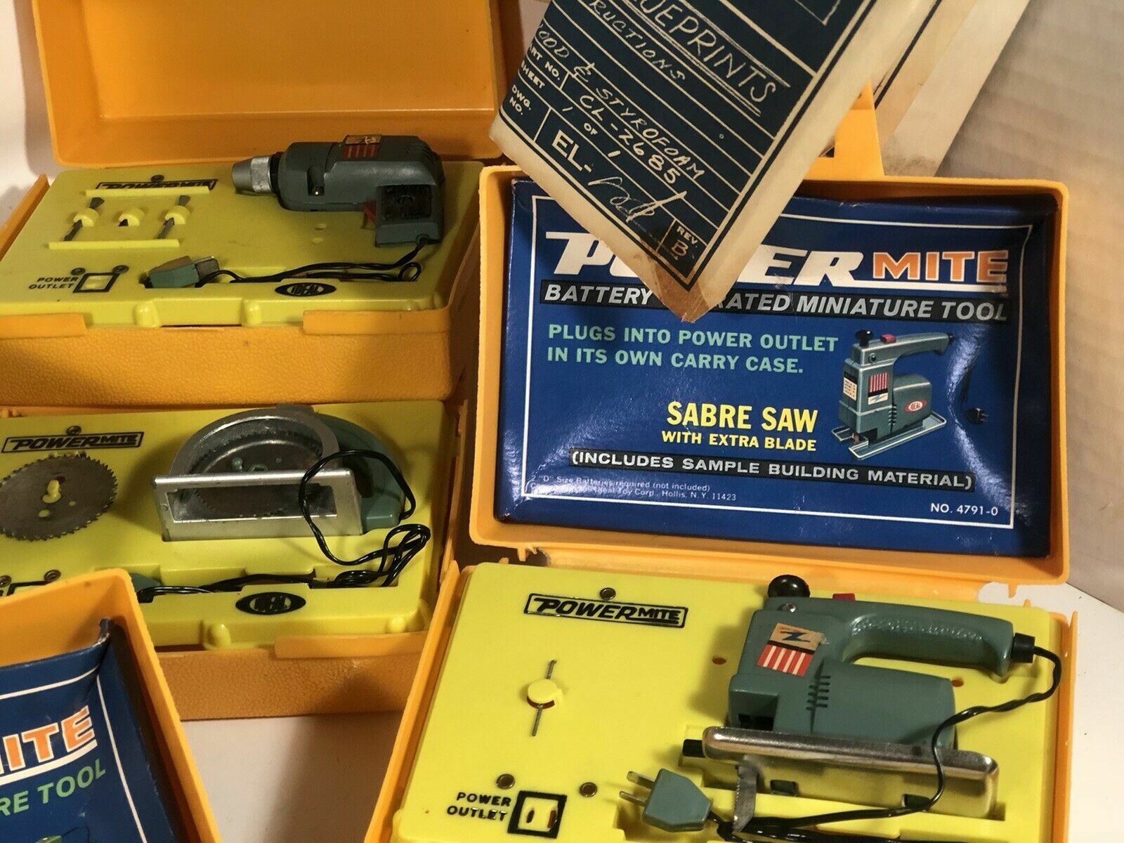 Vintage PowerMite Ideal Toy Workshop Play Set Original Box Extra Tools ...