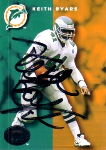Keith Byars autographed signed autograph auto Eagles & Dolphins 1993 ...