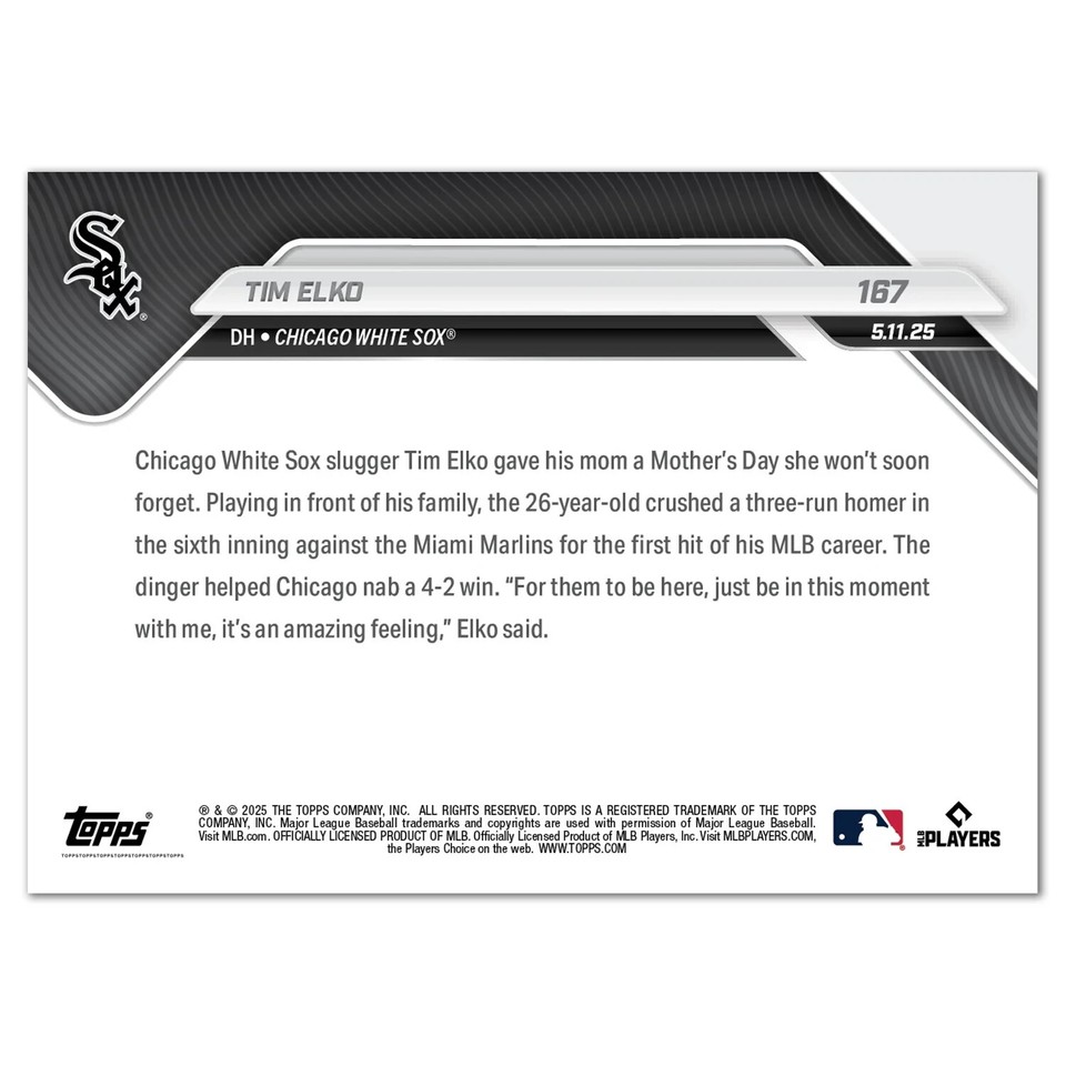 2025 Topps Now Card 167 Tim Elko 1st MLB Hit is HR (RC) -Free Shipping ...