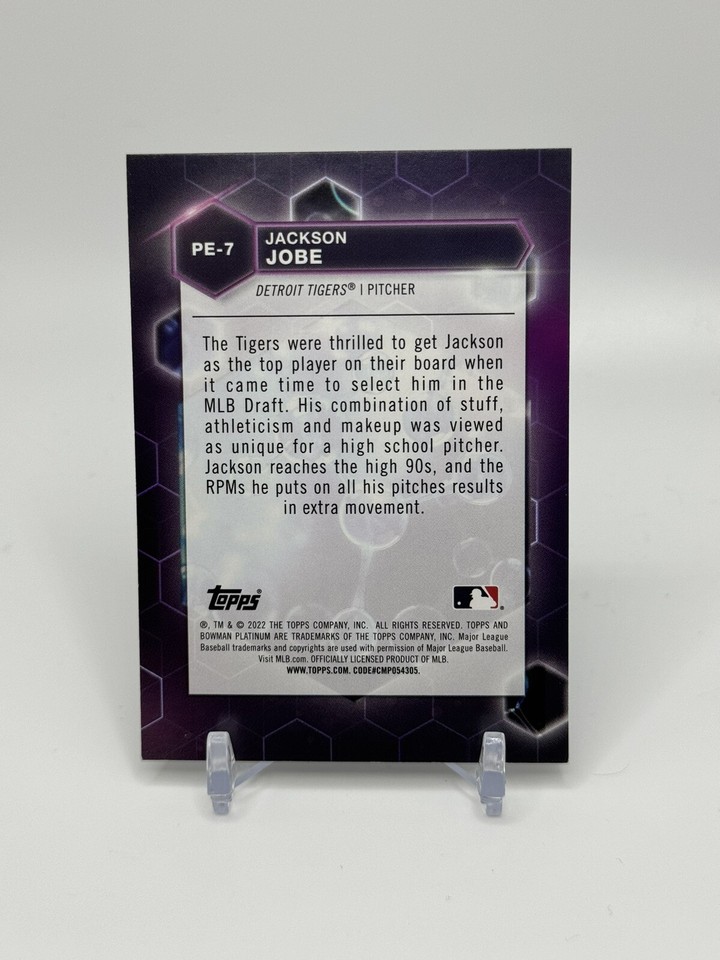 2022 Bowman Platinum Precious Elements Jackson Jobe Detroit Tigers #PE ...