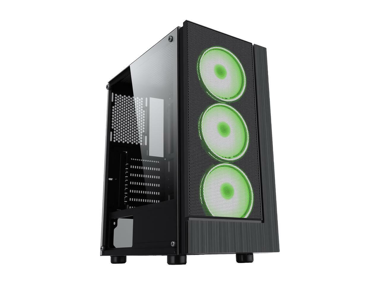 DIYPC Shadow-H3-ARGB Black Steel / Tempered Glass ATX Mid Tower ...