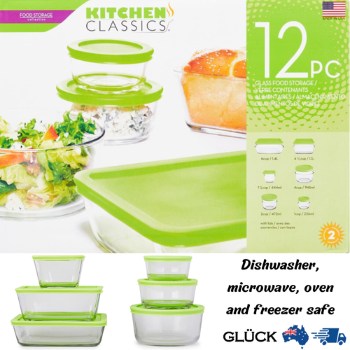 Kitchen Classics 12Pc Glass Storage Food Container Set W/ Lid 12 Piece ...