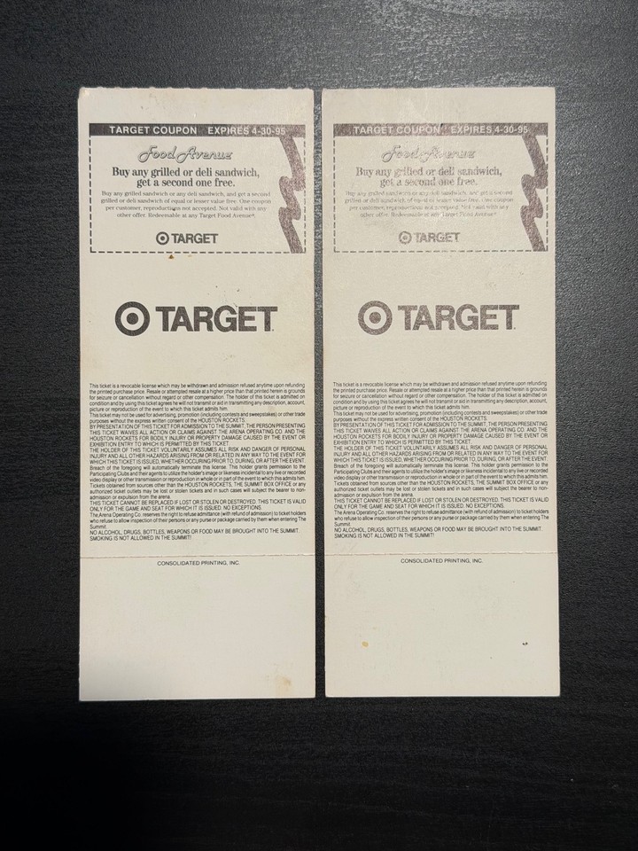 1995 NBA Finals Full Ticket The Summit Houston Texas Rockets Lot of 2 ...