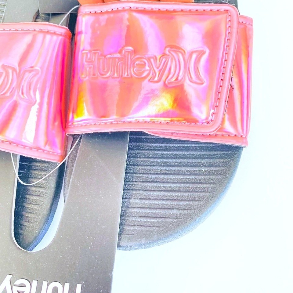 Hurley Kids Iridescent Pink Slide Sandals Cushioned Slip On Sz 13 / # ...