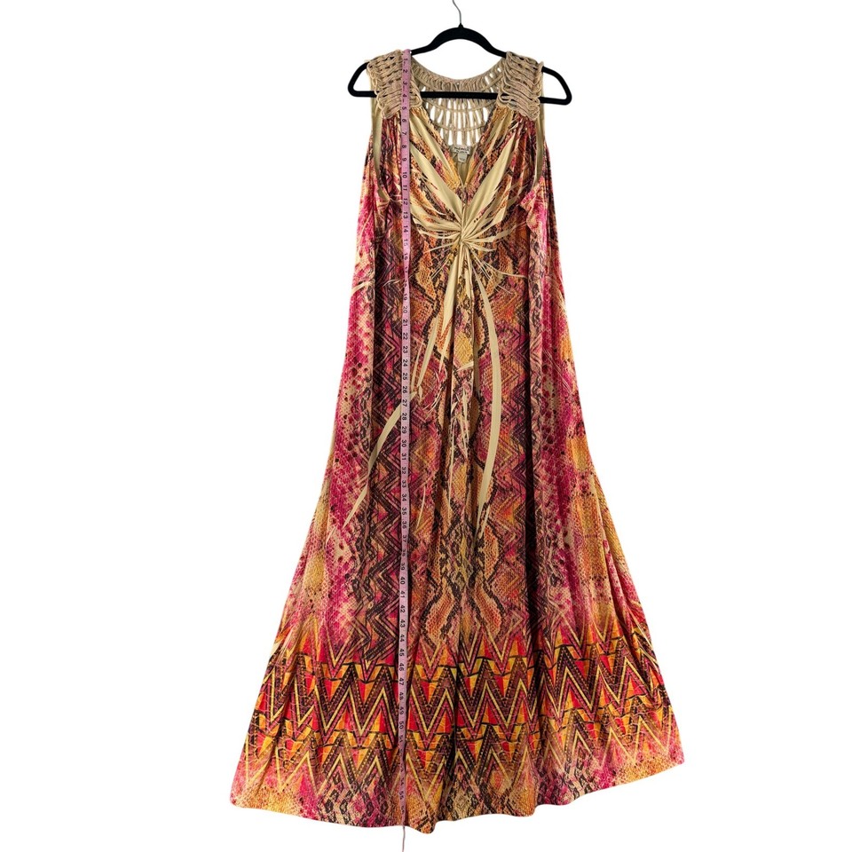 One World Maxi Dress Womens 3x Pink Yellow Sublimation Abstract Print ...