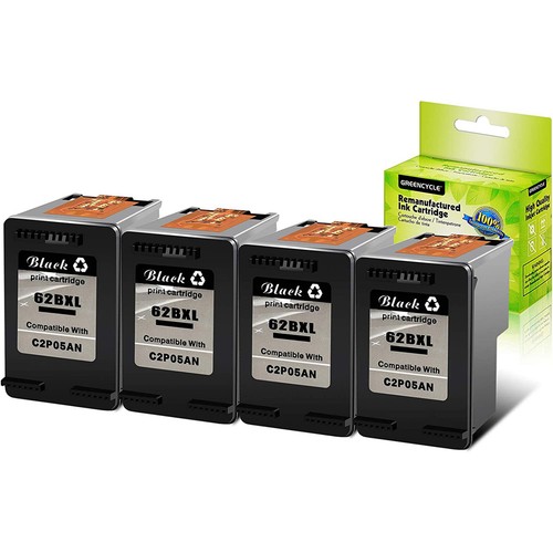 62XL 4PK 62 XL Black Ink Cartridge Replacement FOR HP Officejet 5742 ...