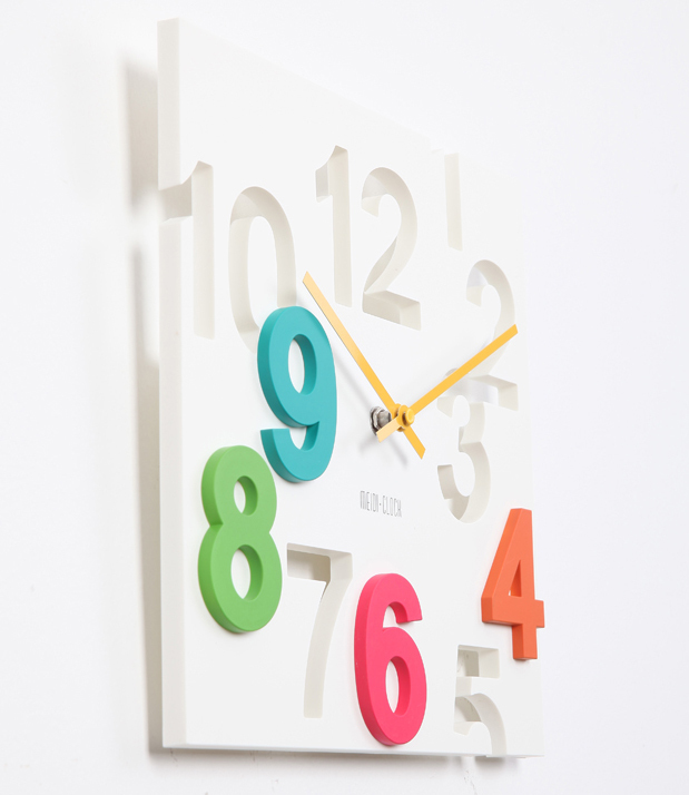 Colorful Modern Contemporary Wall Desk Clock with Hollowed-Out Numbers ...