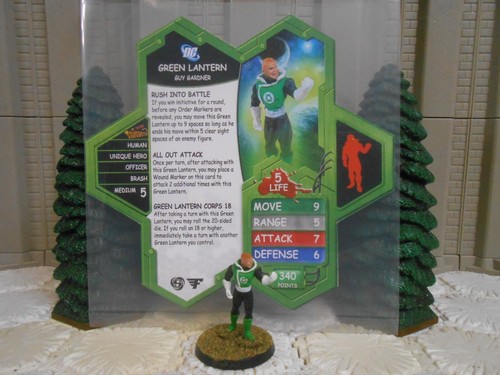 Heroscape Custom Green Lantern Guy Gardner Dbl Sided Card & Figure w ...