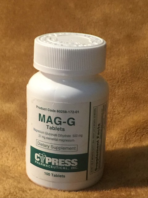 Mineral Supplement Mag-g Magnesium Gluconate 500 MG Strength Tablet 100 ...