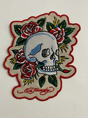 Deadstock Ed Hardy Skull Logo Iron On Patch Applique Embroidered Sewing ...