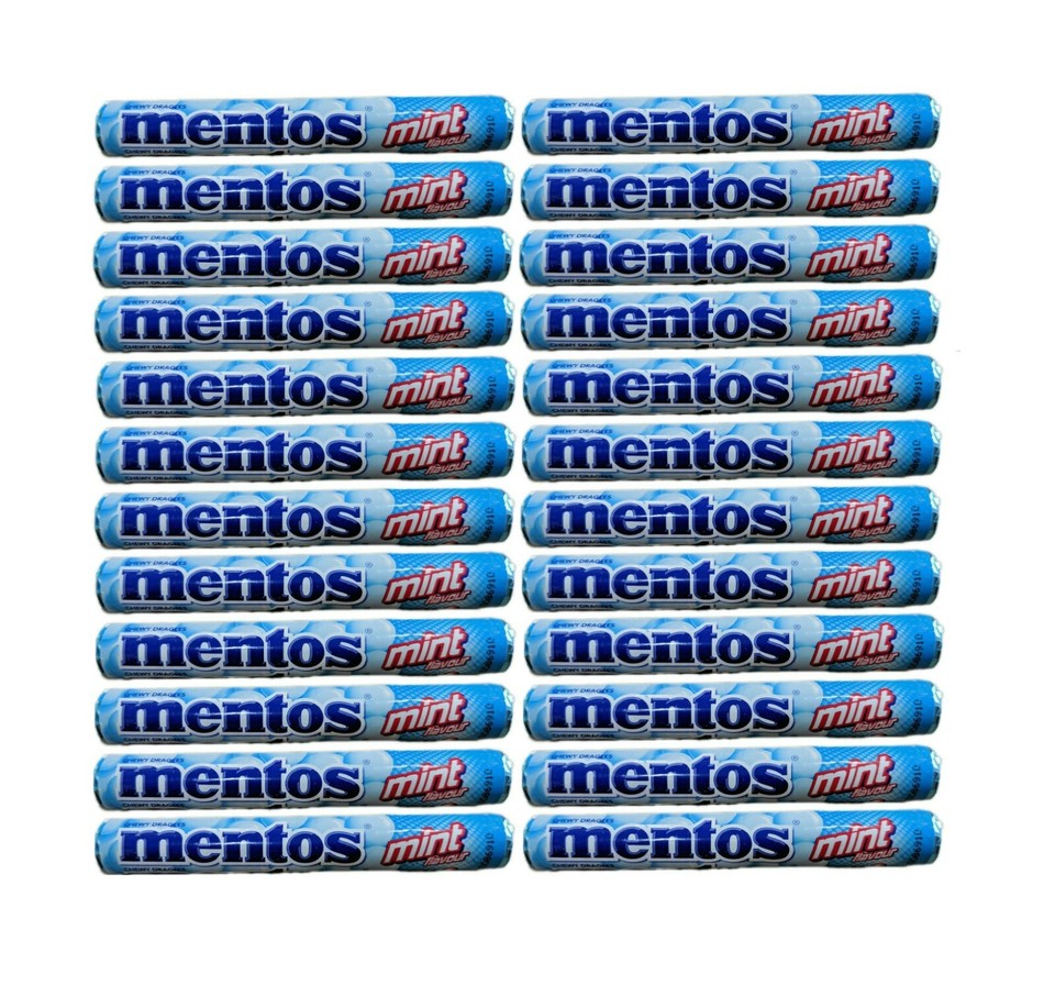 24 x Mentos Chewy Candy Mint Sweet Sour mix mixed fruit Various flavors ...