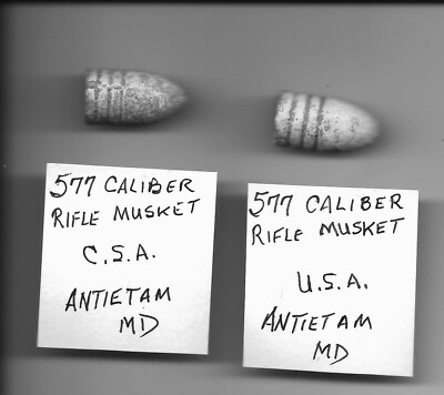 NICE Pair Antietam Civil War Genuine Bullets. A CONFEDERATE AND a UNION ...