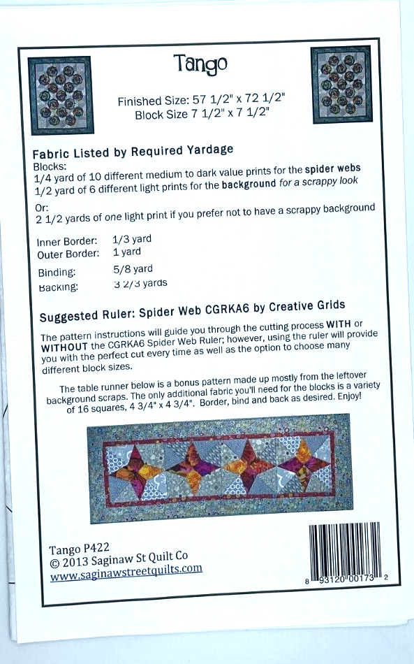 Tango Quilt Pattern Karla Alexander Finished size 57 1/2" X 72 1/2" | eBay