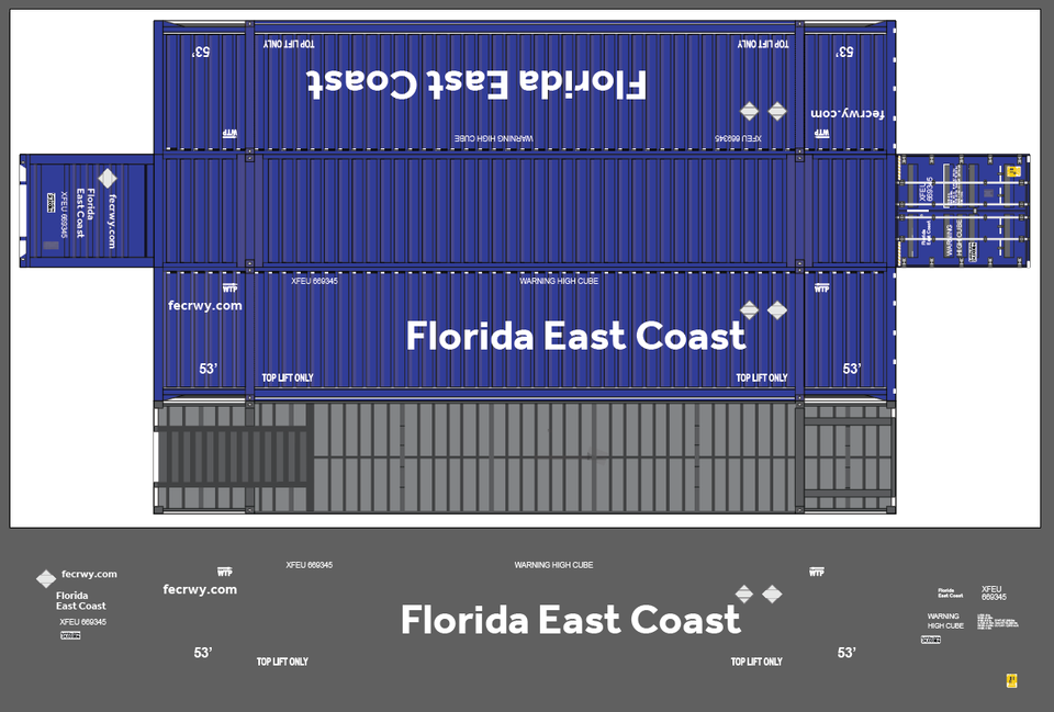 Florida East Coast FEC Container 53' N Scale Decal Set | eBay
