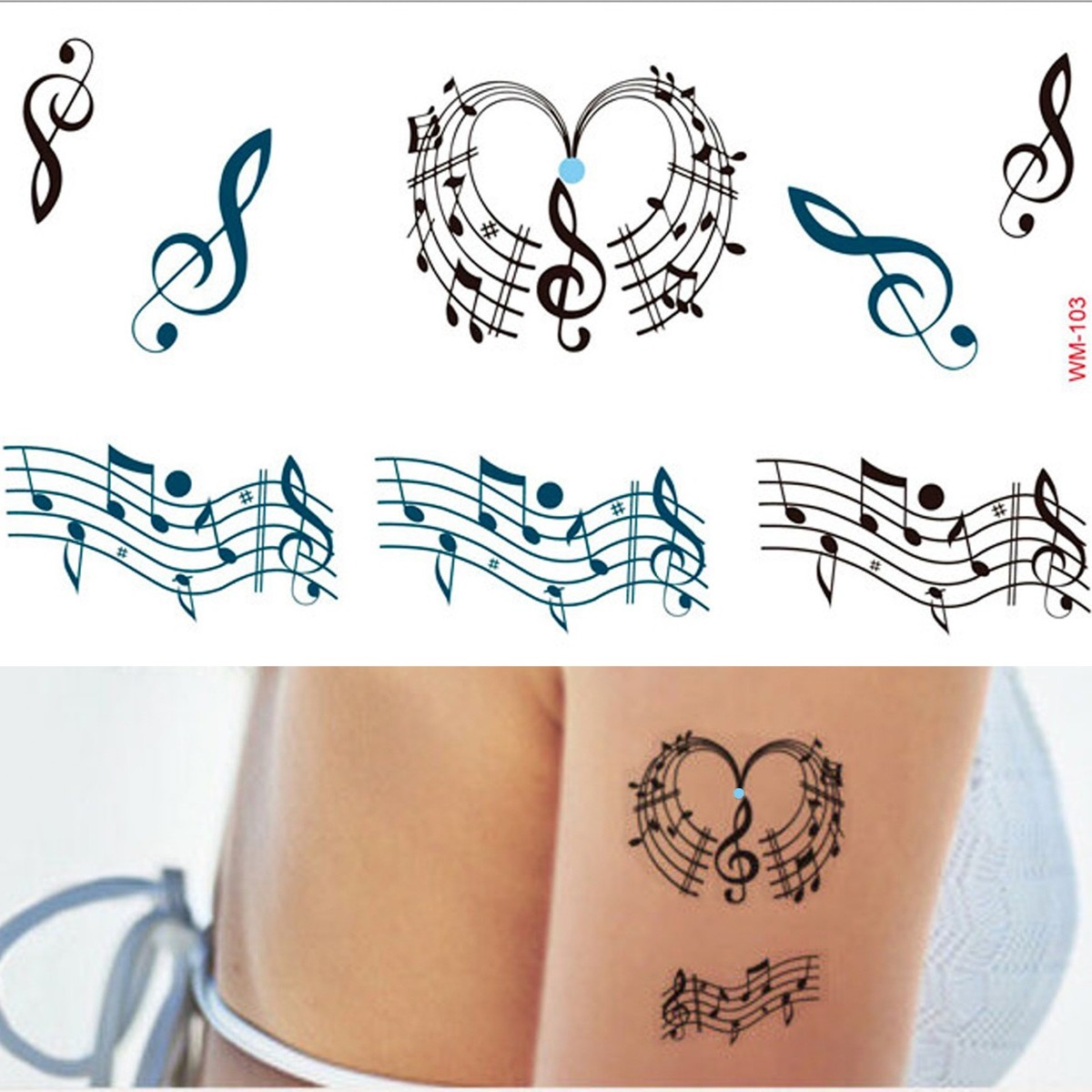 Treble Clef Tattoo With Notes