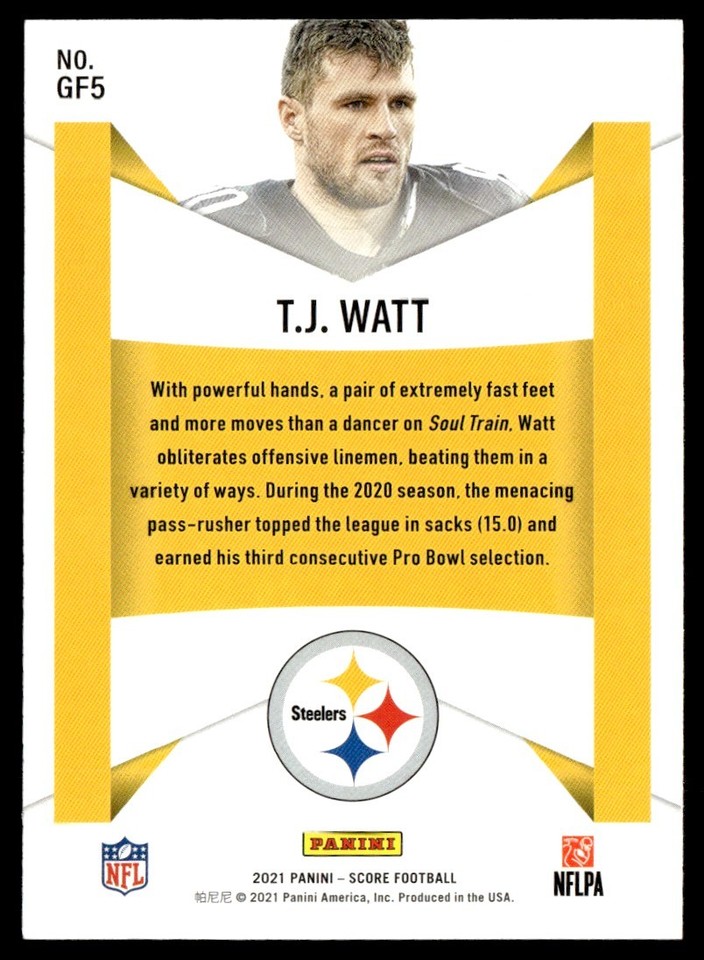 2021 Score Game Face T.J. Watt Pittsburgh Steelers #GF5 | eBay