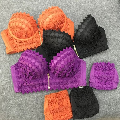 Black Extra Padded Bra Set Women Max Lift Extreme Push Up +2 Cup Size ...