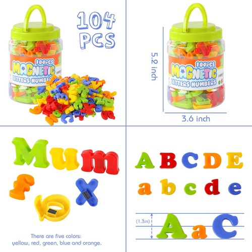 Magnetic Letters and Numbers Set,ABC 123 Alphabet Fridge Magnets ...