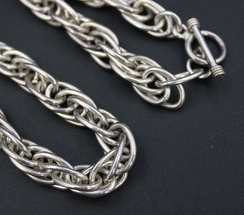 .925 STERLING SILVER Modern 16" Chunky Triple Rope Chain Necklace, 75 ...
